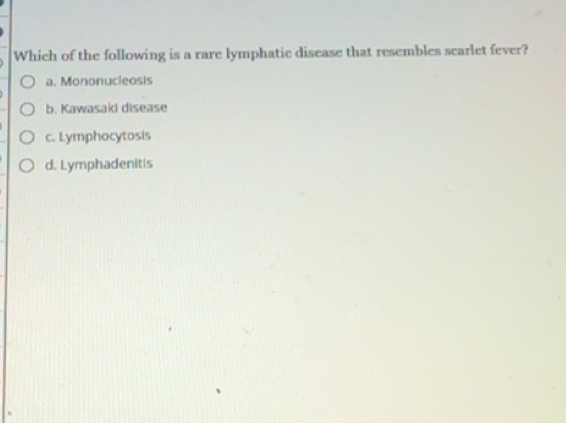 Solved: Which of the following is a rare lymphatic disease that ...