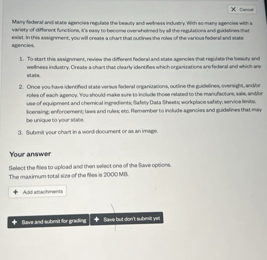 Solved: Cancel Many federal and state agencies regulate the beauty and ...