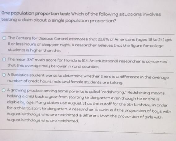 Solved: One population proportion test: Which of the following ...