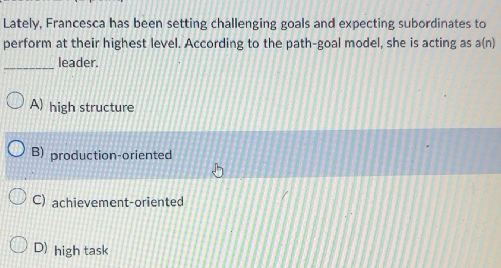 Solved: Lately, Francesca has been setting challenging goals and ...