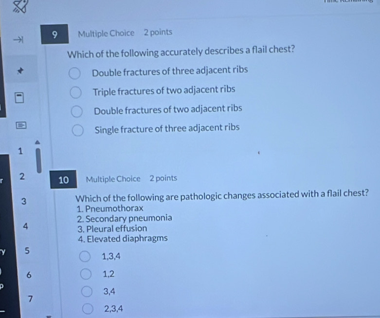 Solved: Which of the following accurately describes a flail chest? Double fractures of three ...
