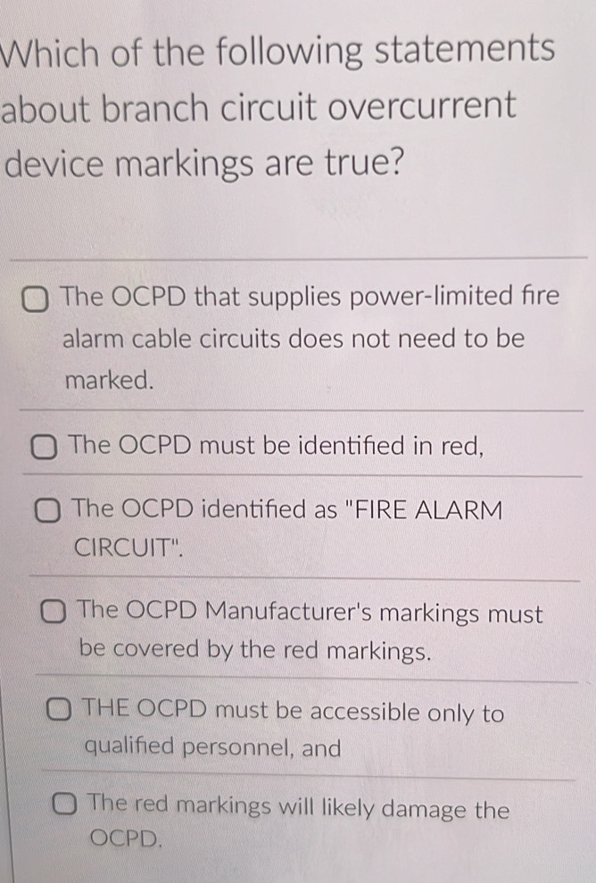 Solved: Which of the following statements about branch circuit ...