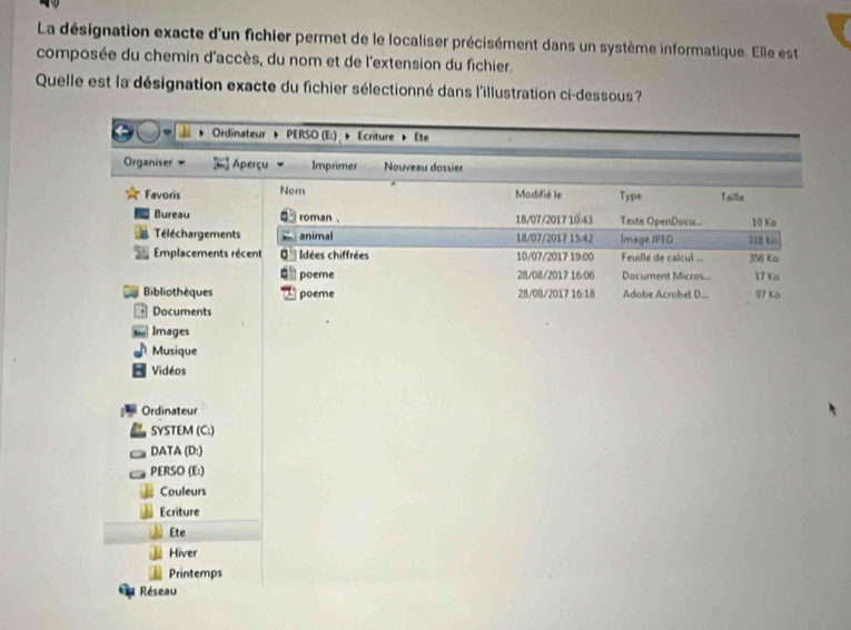 Résolu :La désignation exacte d'un fichier permet de le localiser ...