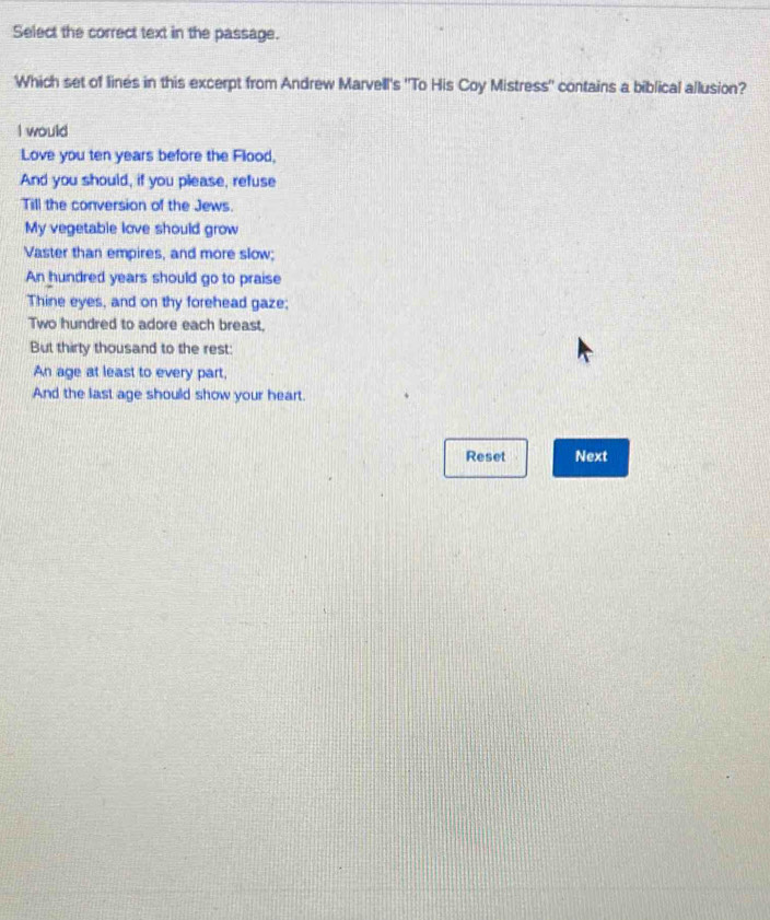 Solved: Select the correct text in the passage. Which set of lines in this excerpt from Andrew ...