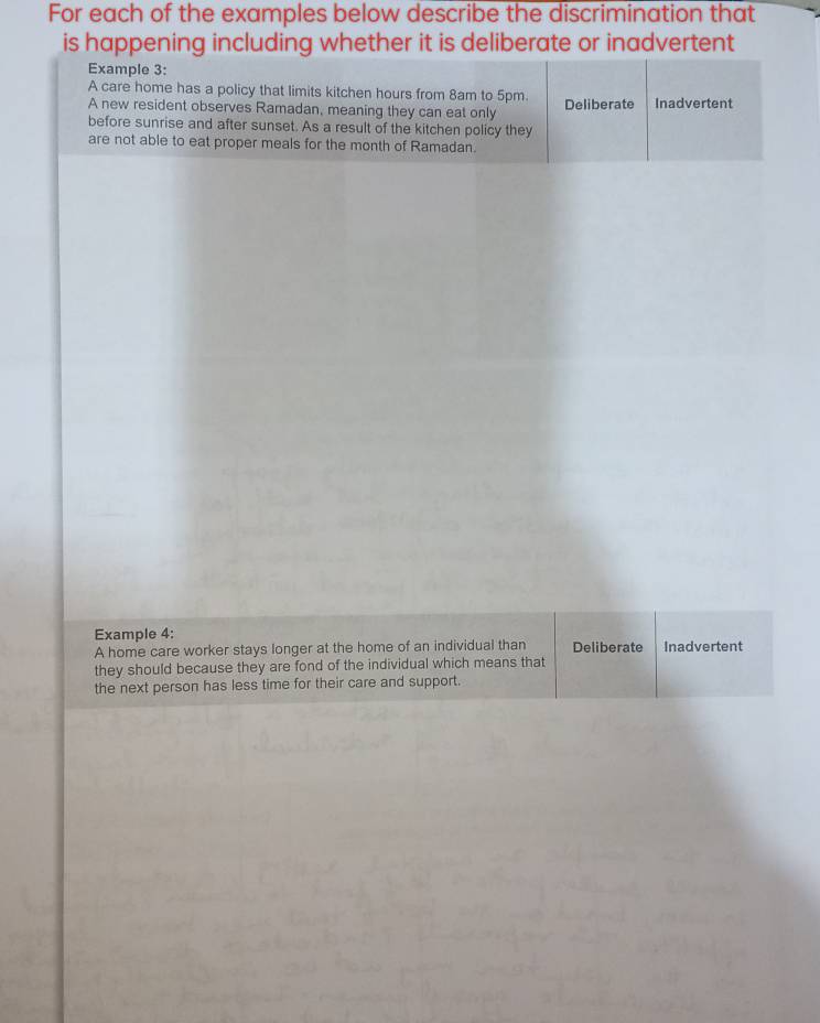 Solved: For each of the examples below describe the discrimination that ...