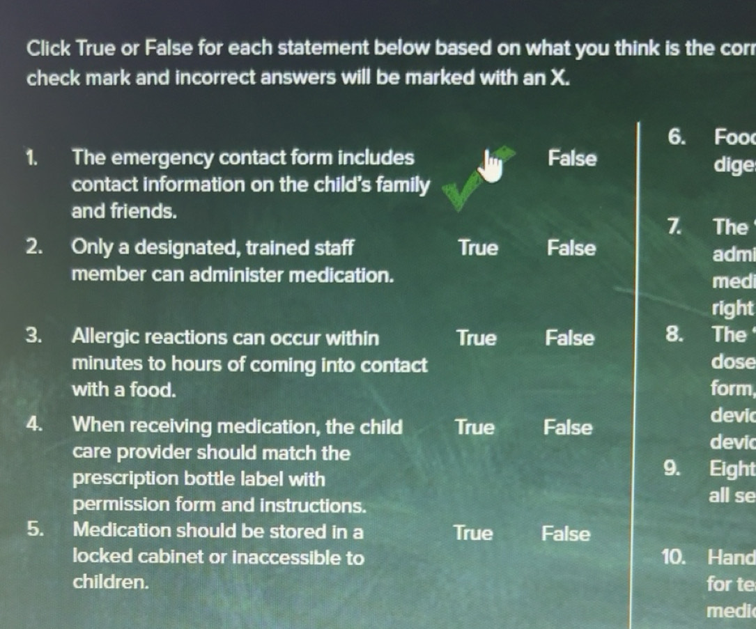 Solved: Click True or False for each statement below based on what you ...