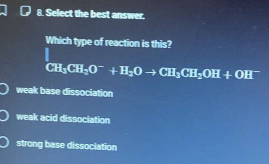 Solved: Select the best answer. Which type of reaction is this? CH_3CH ...