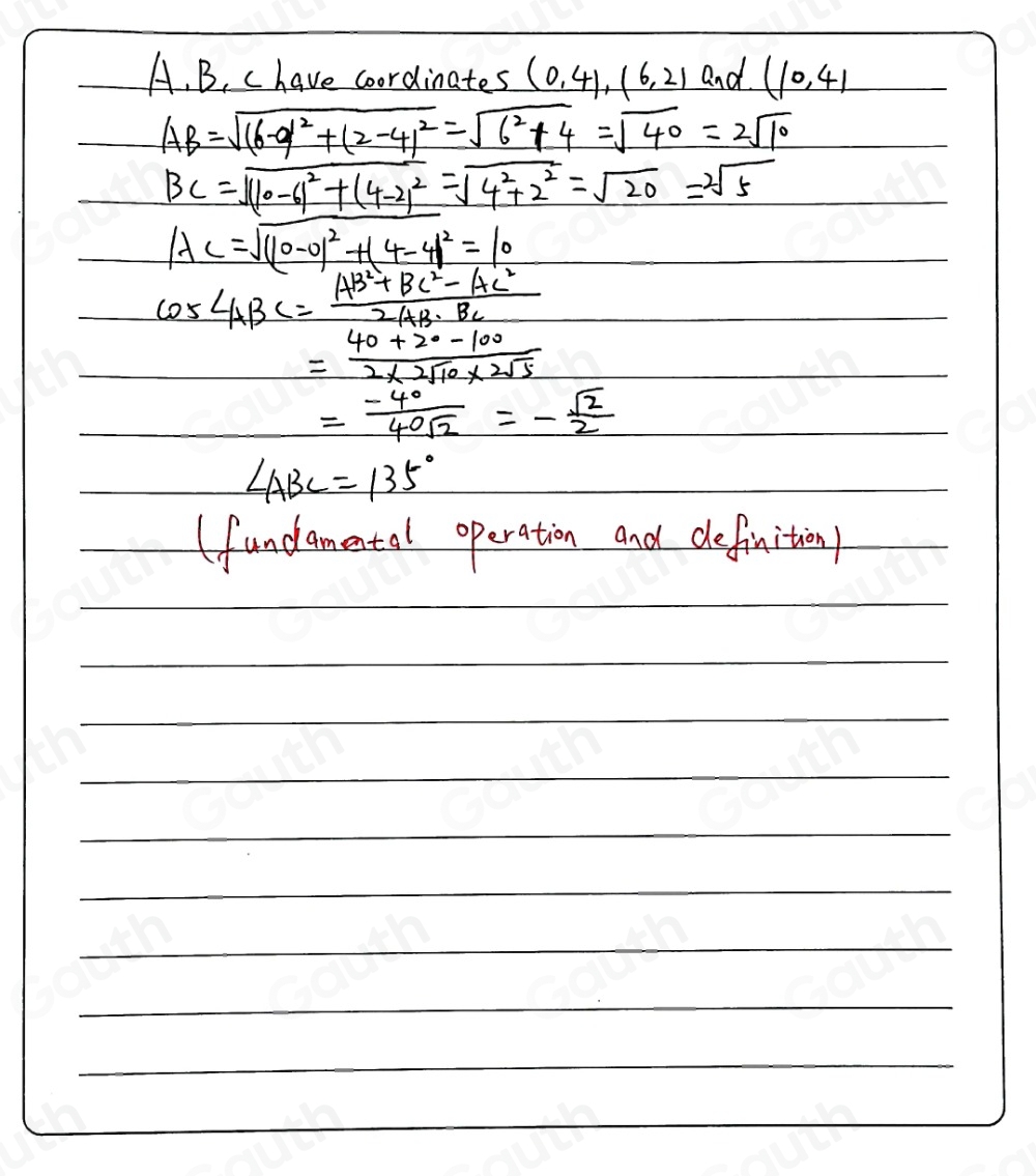 Solved: Three points A, B, and C have coordinates (0,4), (6,2) , and ...