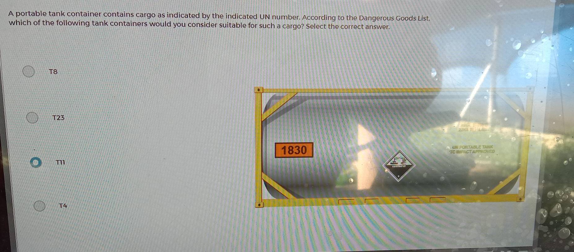 Solved: A portable tank container contains cargo as indicated by the ...