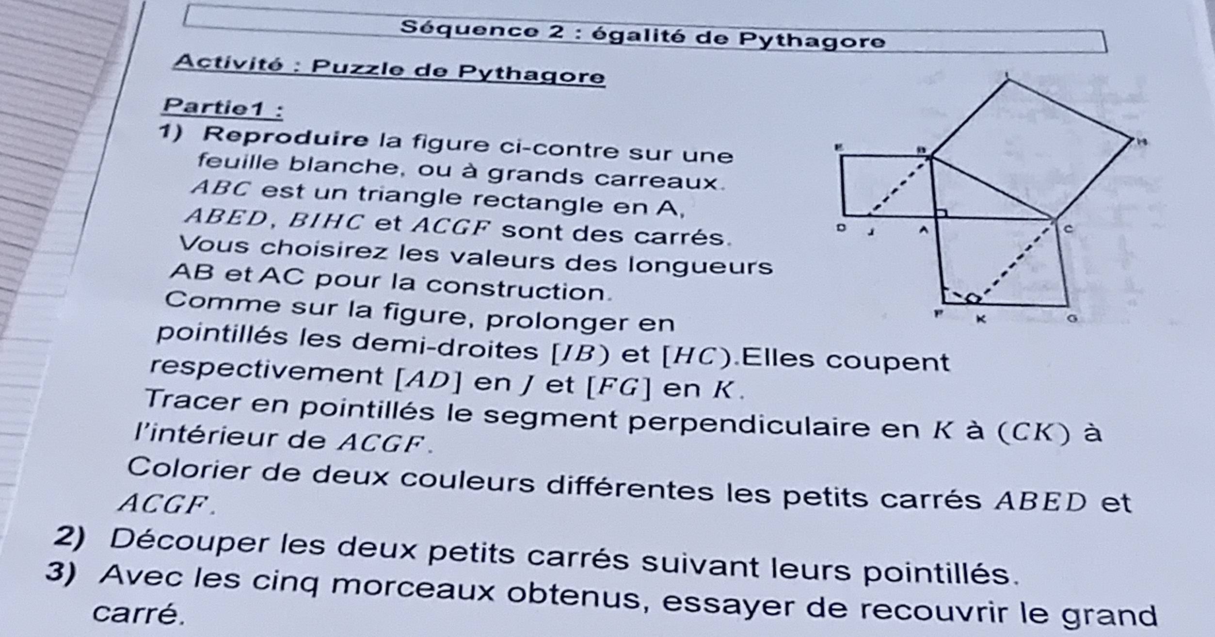 Résolu :Séquence 2 : égalité de Pythagore Activité : Puzzle de ...