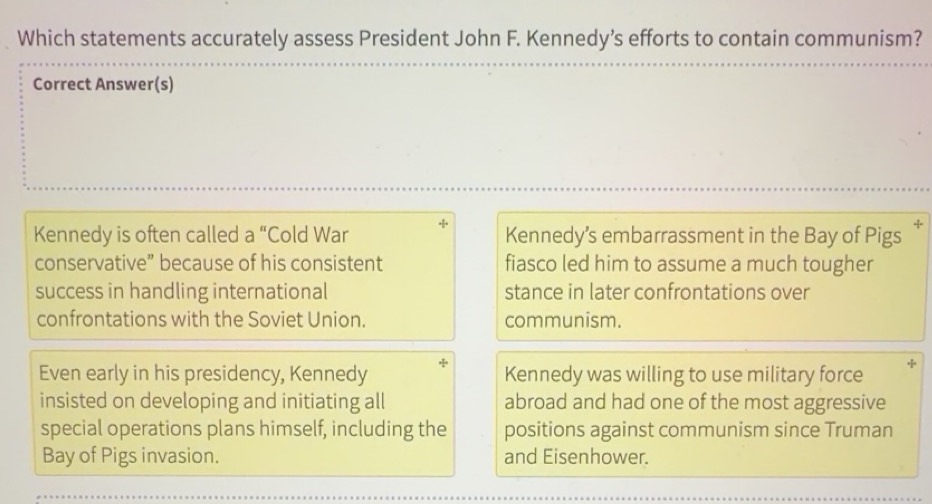 Solved: Which statements accurately assess President John F. Kennedy’s ...