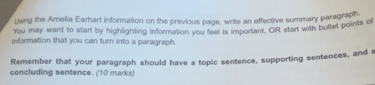 Solved: Using the Amelia Earhart information on the previous page ...