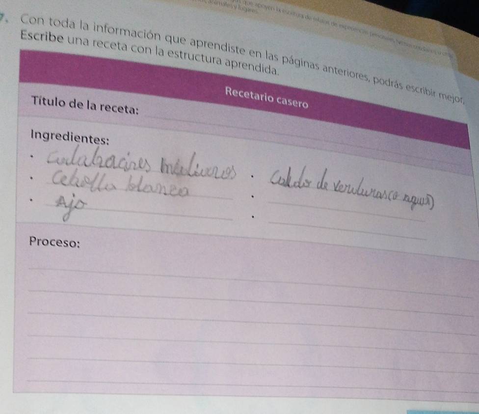 Resuelto:animóles y lngares que apóyen la escutura de felatos de ...
