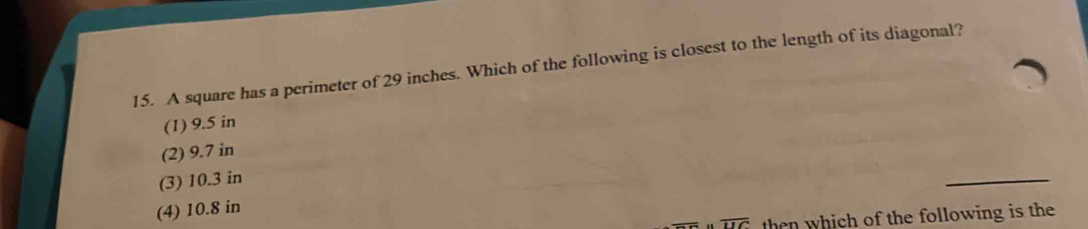 Solved: A square has a perimeter of 29 inches. Which of the following ...