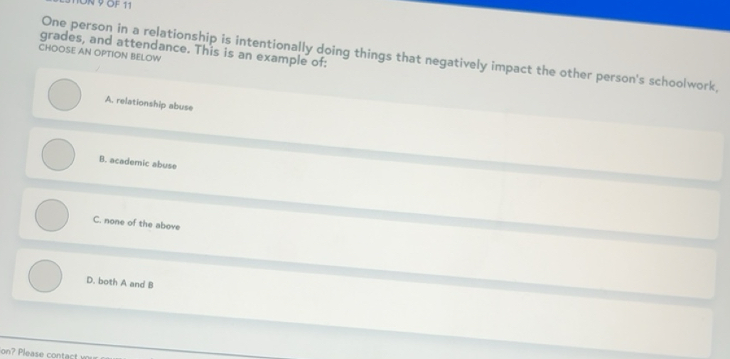 Solved: TON 9 OF 11 grades, and attendance. This is an example of ...