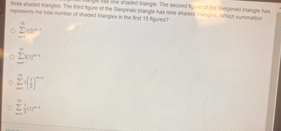 Solved: thangle has one shaded triangle. The second figure of the ...