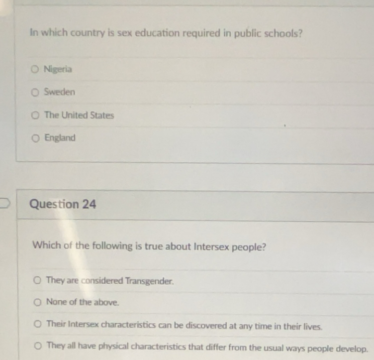 Solved: In which country is sex education required in public schools ...