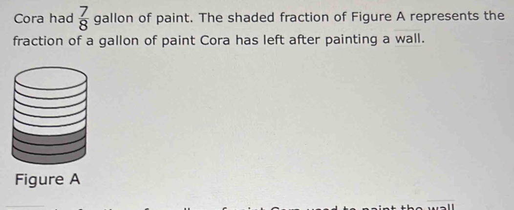 Solved: Cora had 7/8 gallon of paint. The shaded fraction of Figure A ...