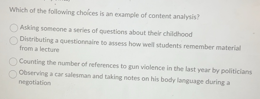 Solved: Which of the following choices is an example of content ...