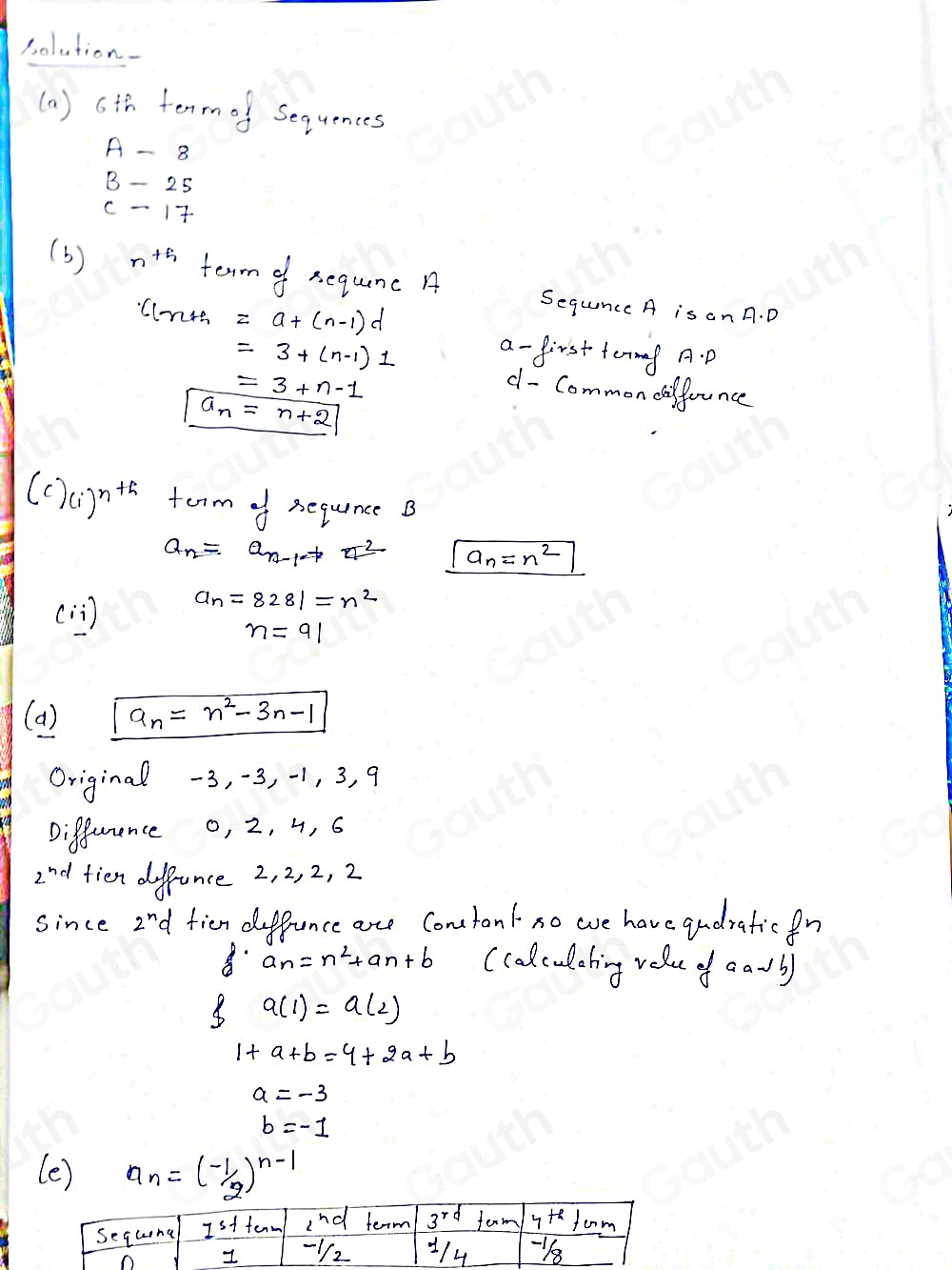 Selesai:The table shows the first five terms of sequences A, B and C ...