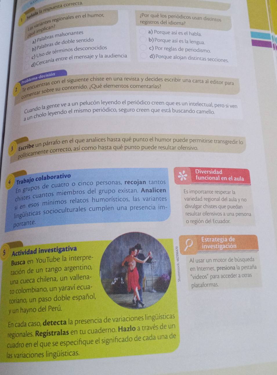 Resuelto:Señala la respuesta correcta Las variantes regionales en el ...