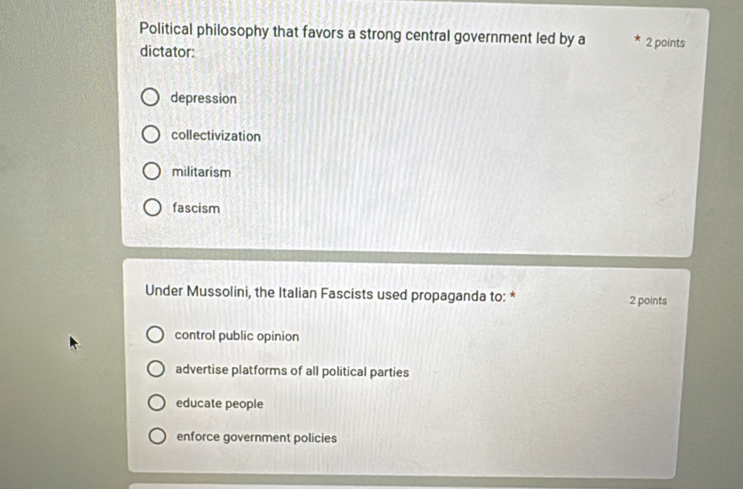 Solved: Political philosophy that favors a strong central government ...
