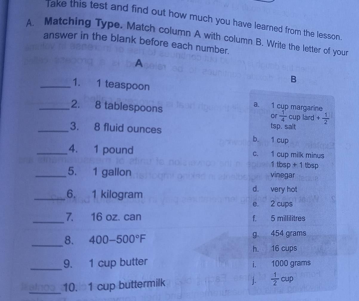 Solved: Take this test and find out how much you have learned from the ...