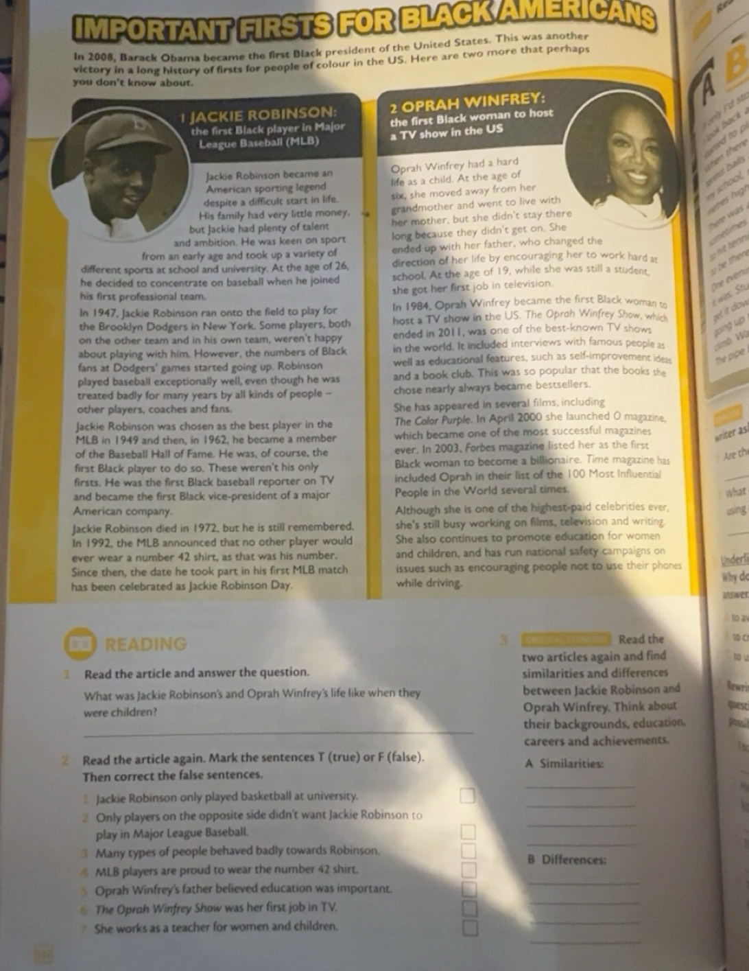 Resuelto:IMPORTANT FIRSTS FOR BLACK AMEKICANS In 2008, Barack Obama ...