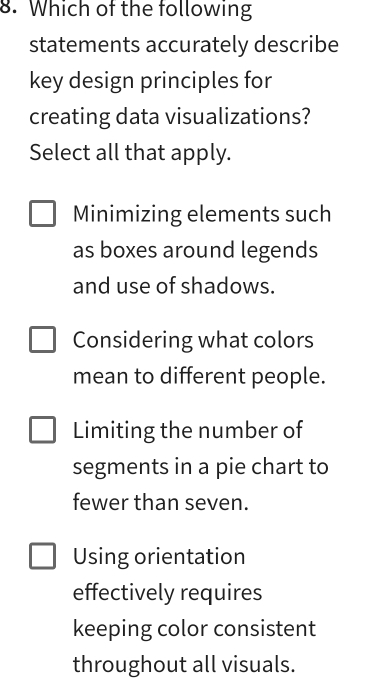 Solved: Which of the following statements accurately describe key design principles for creating ...
