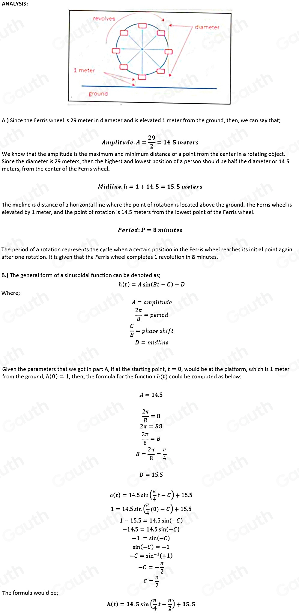 Solved: A Ferris wheel is 29 meters in diameter and completes 1 full ...