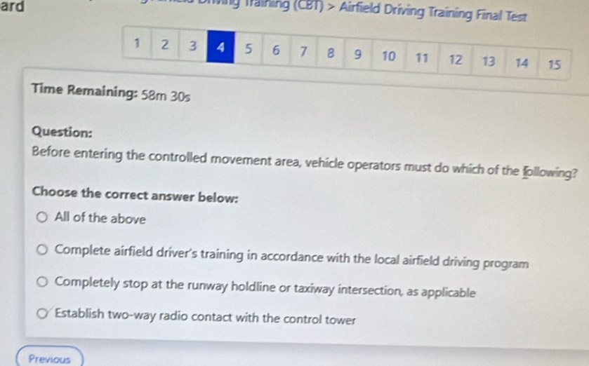 Risolto:ard Diving Training (CBT) > Airfield Driving Training Final ...