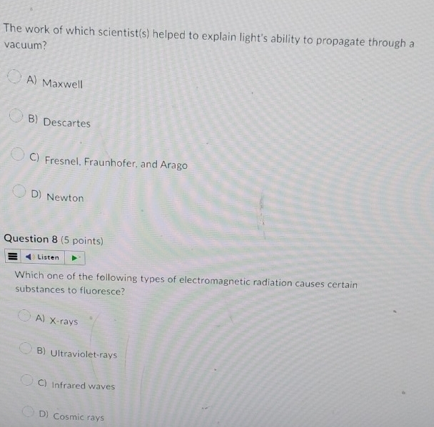 Solved: The work of which scientist(s) helped to explain light's ...