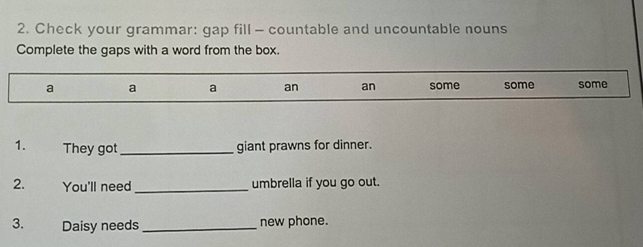 Risolto:Check your grammar: gap fill - countable and uncountable nouns ...