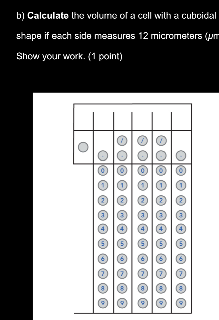 Solved: Calculate the volume of a cell with a cuboidal shape if each ...