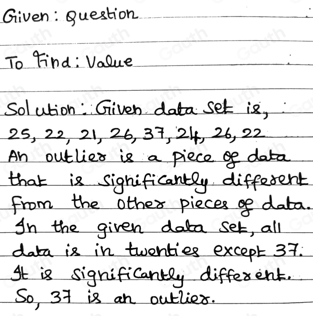 Solved: Use the standard deviation to identify any outliers in the ...
