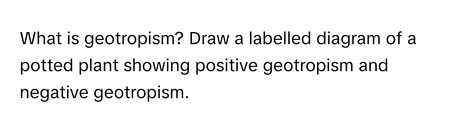 Solved: What is geotropism? Draw a labelled diagram of a potted plant ...