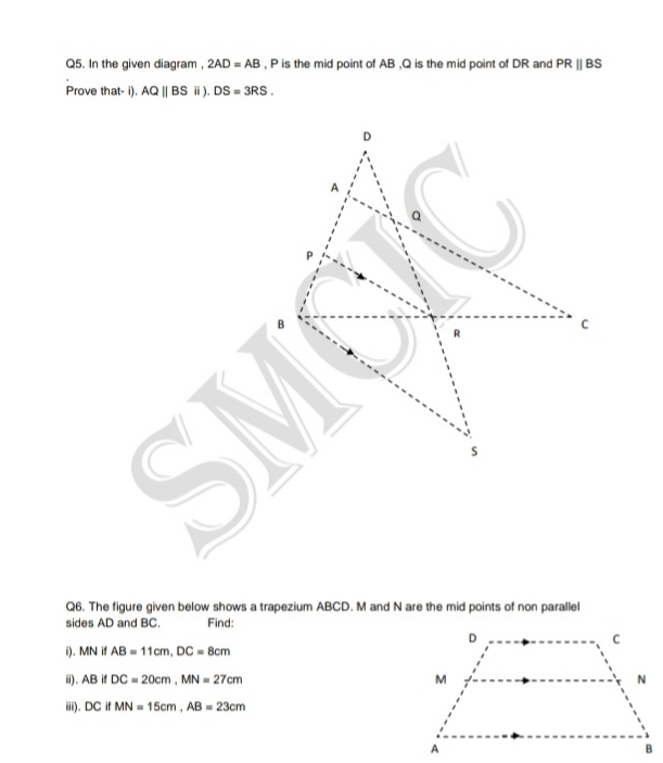 Solved: In the given diagram , 2AD=AB , P is the mid point of AB , Q is ...