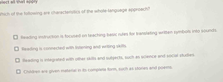 Solved: elect all that apply Which of the following are characteristics ...