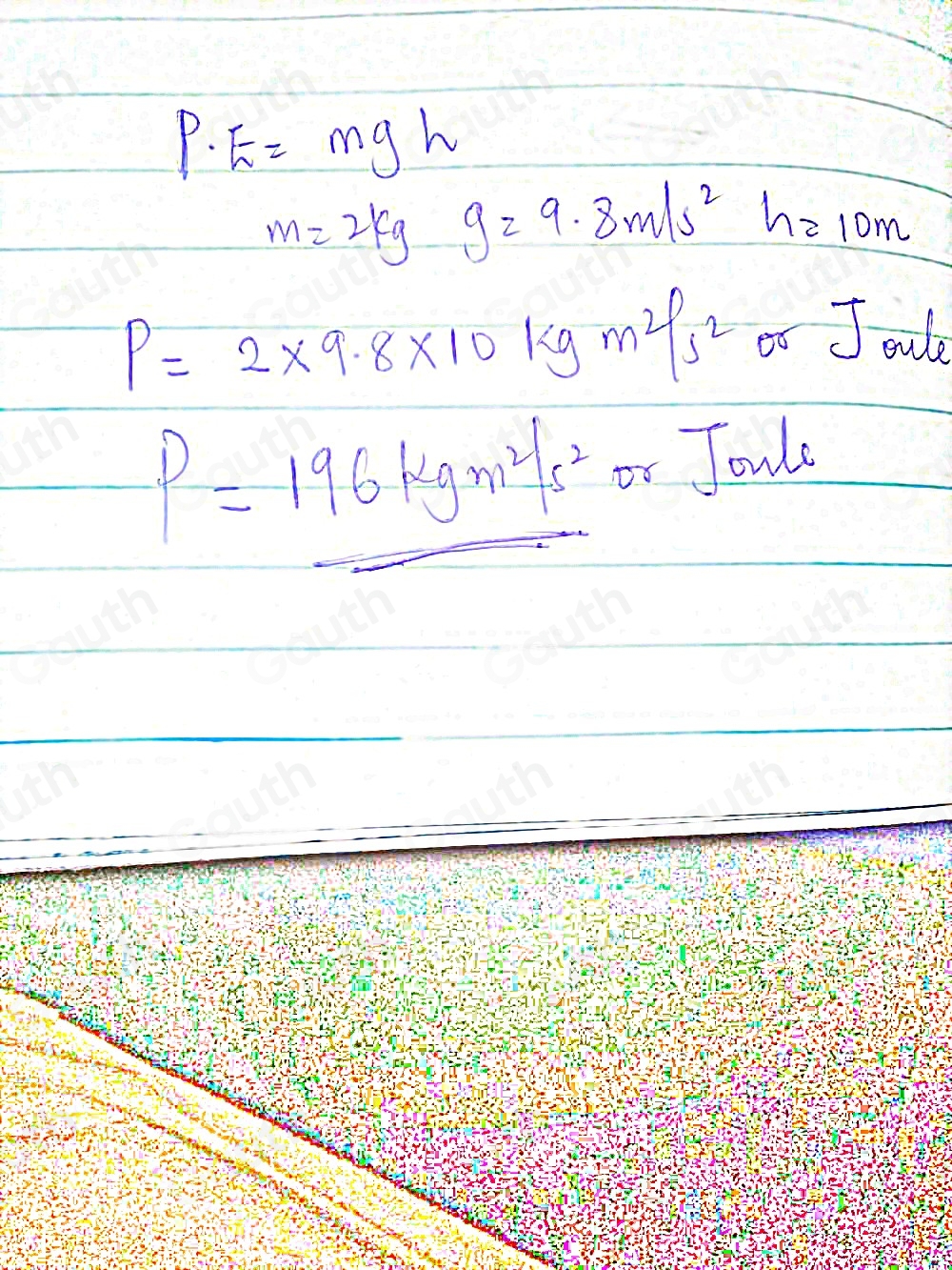 Solved: 2.) A mass of 2Kg is taken from the ground to the height of 10m ...
