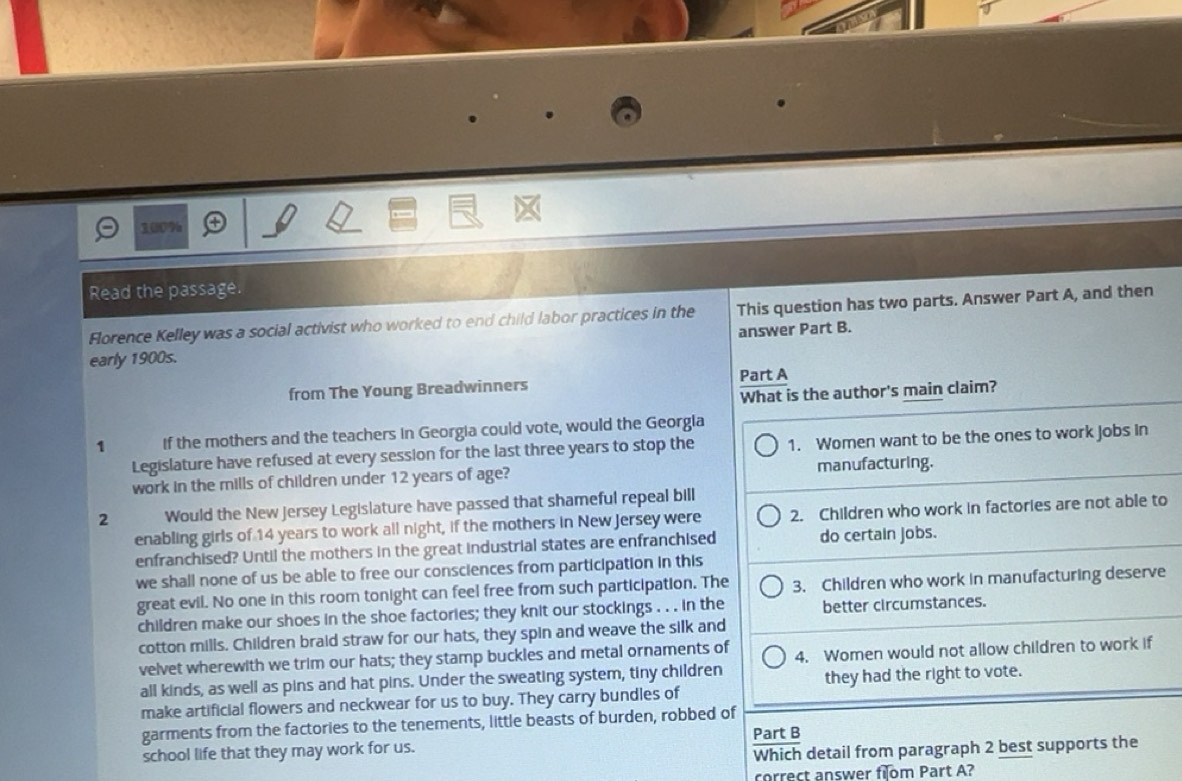 Resuelto:300% Read the passage. Florence Kelley was a social activist ...