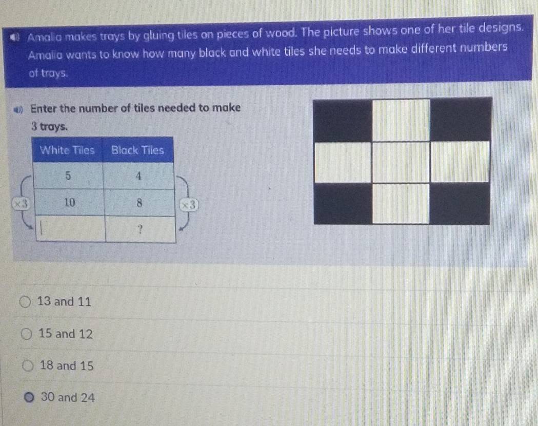 Solved: Amalia makes trays by gluing tiles on pieces of wood. The ...