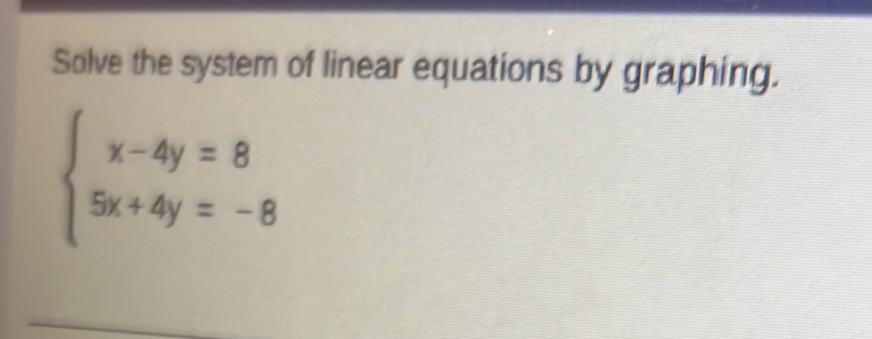 Solved: Solve the system of linear equations by graphing. beginarrayl x ...
