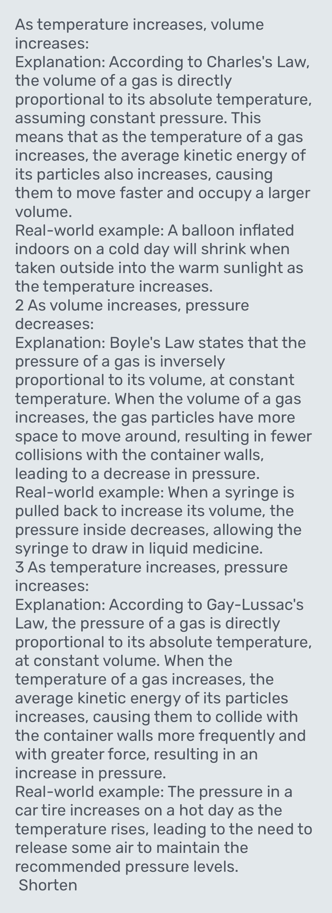 Solved: As temperature increases, volume increases: Explanation ...