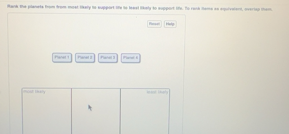 Solved: Rank the planets from from most likely to support life to least ...