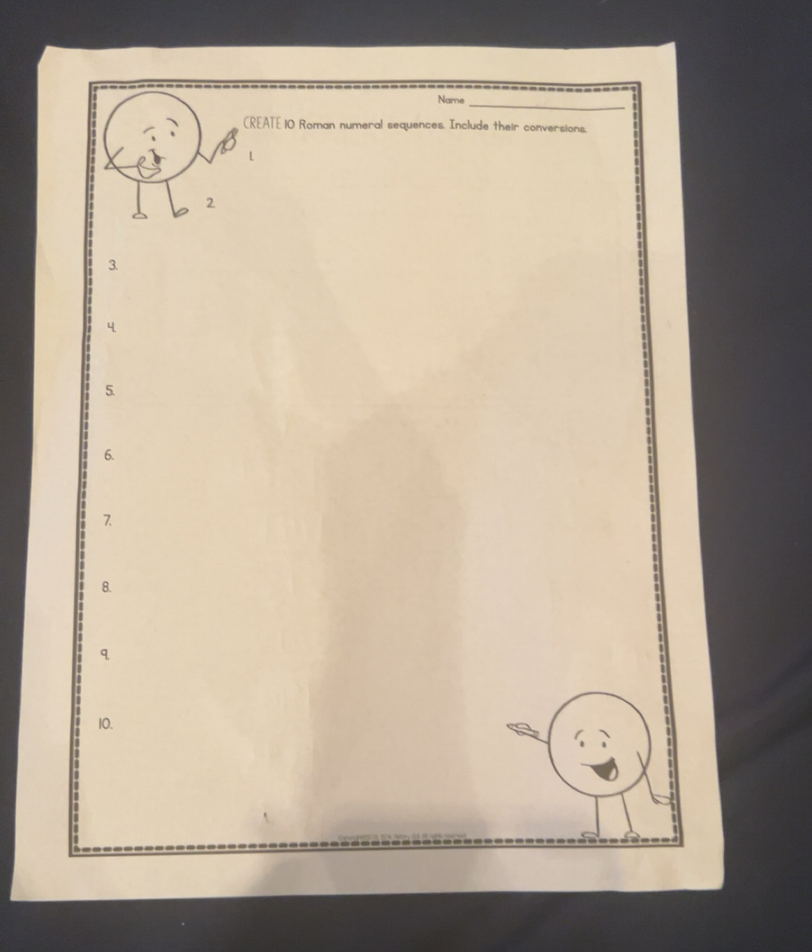 Solved: Name _ CREATE 10 Roman numeral sequences. Include their ...