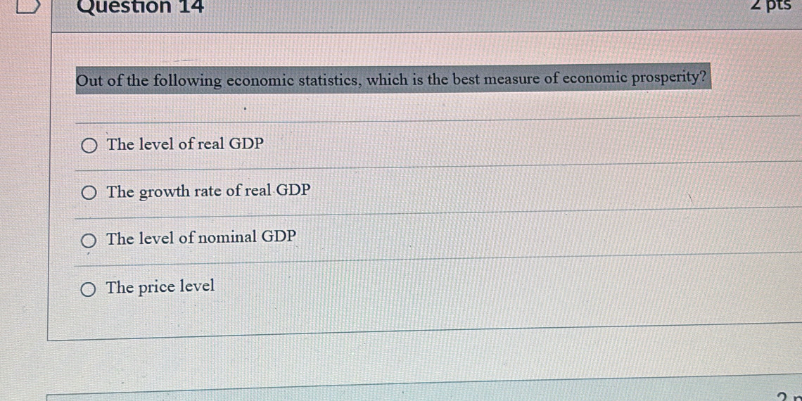 Solved: Out of the following economic statistics, which is the best ...