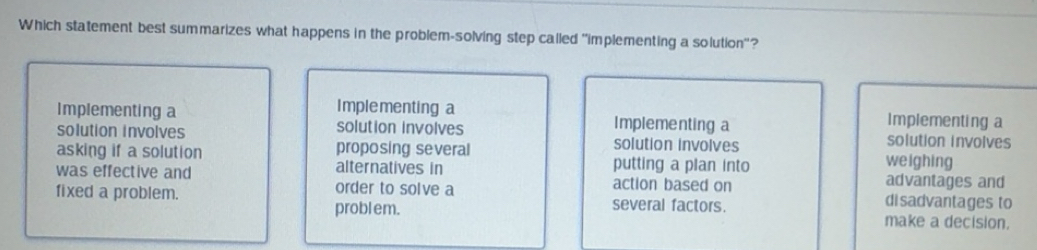 Solved: Which statement best summarizes what happens in the problem ...