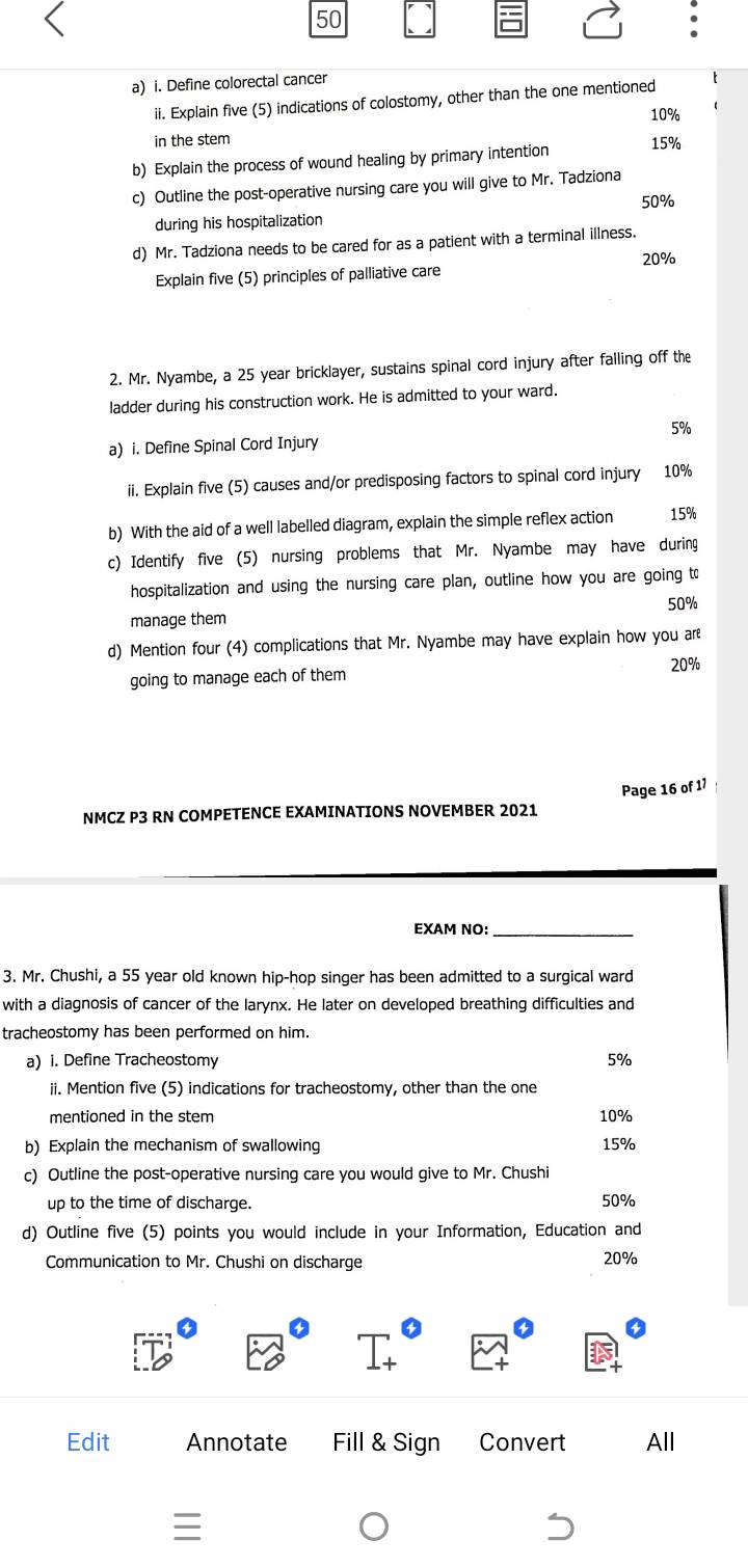 Solved: Define colorectal cancer ii. Explain five (5) indications of ...