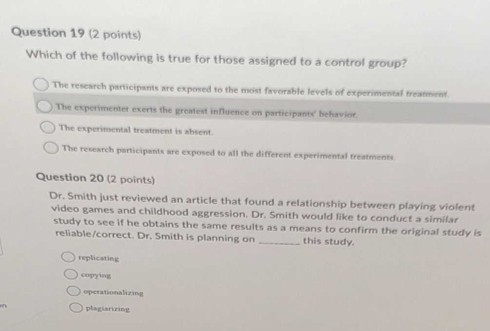 Solved: Which of the following is true for those assigned to a control ...
