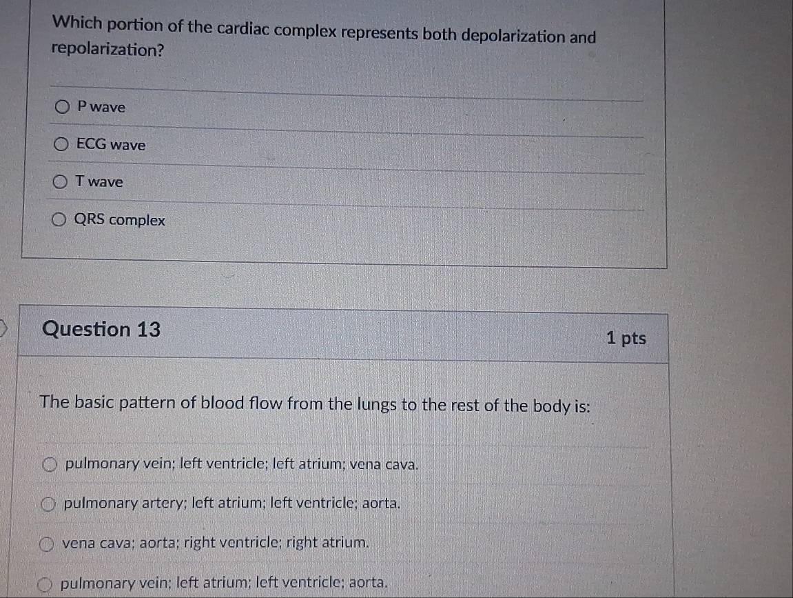 Solved: Which portion of the cardiac complex represents both ...